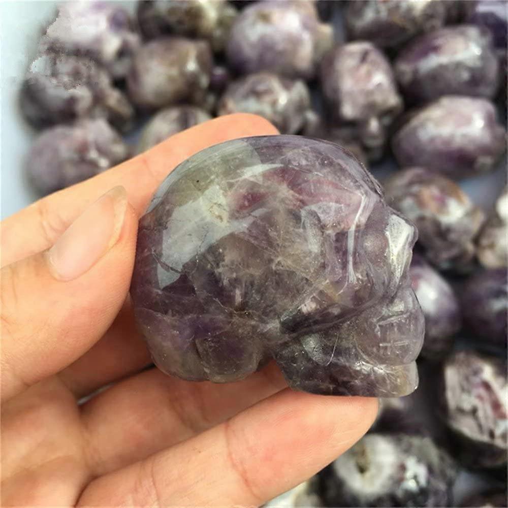 2" Nature Hand Carved Gemstone Skull Statue,Healing Crystal Stone Human ...