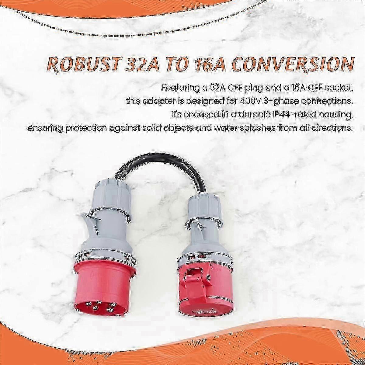 5 Pin Red 32A Male to 16A Female -Adapter Gen Ev Charger Extension Cord ...