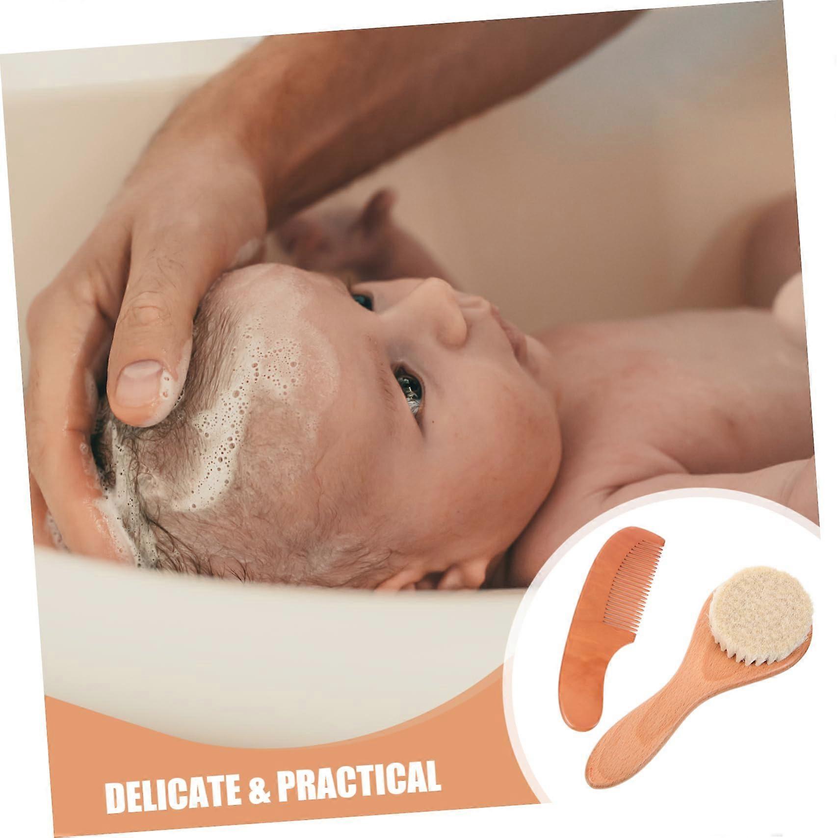 Baby Hair Brush and Wooden Baby Comb Set for Newborn Gentle Scalp ...