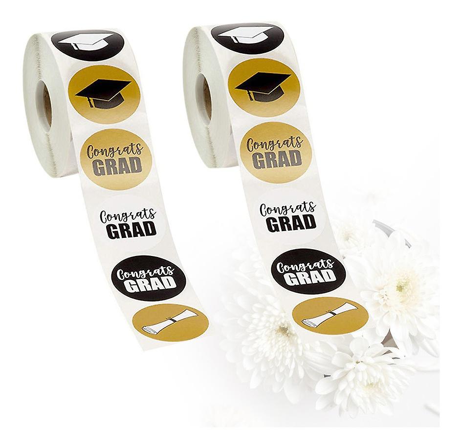 Graduation Round Stickers Graduation Cap And Diploma Labels Party ...