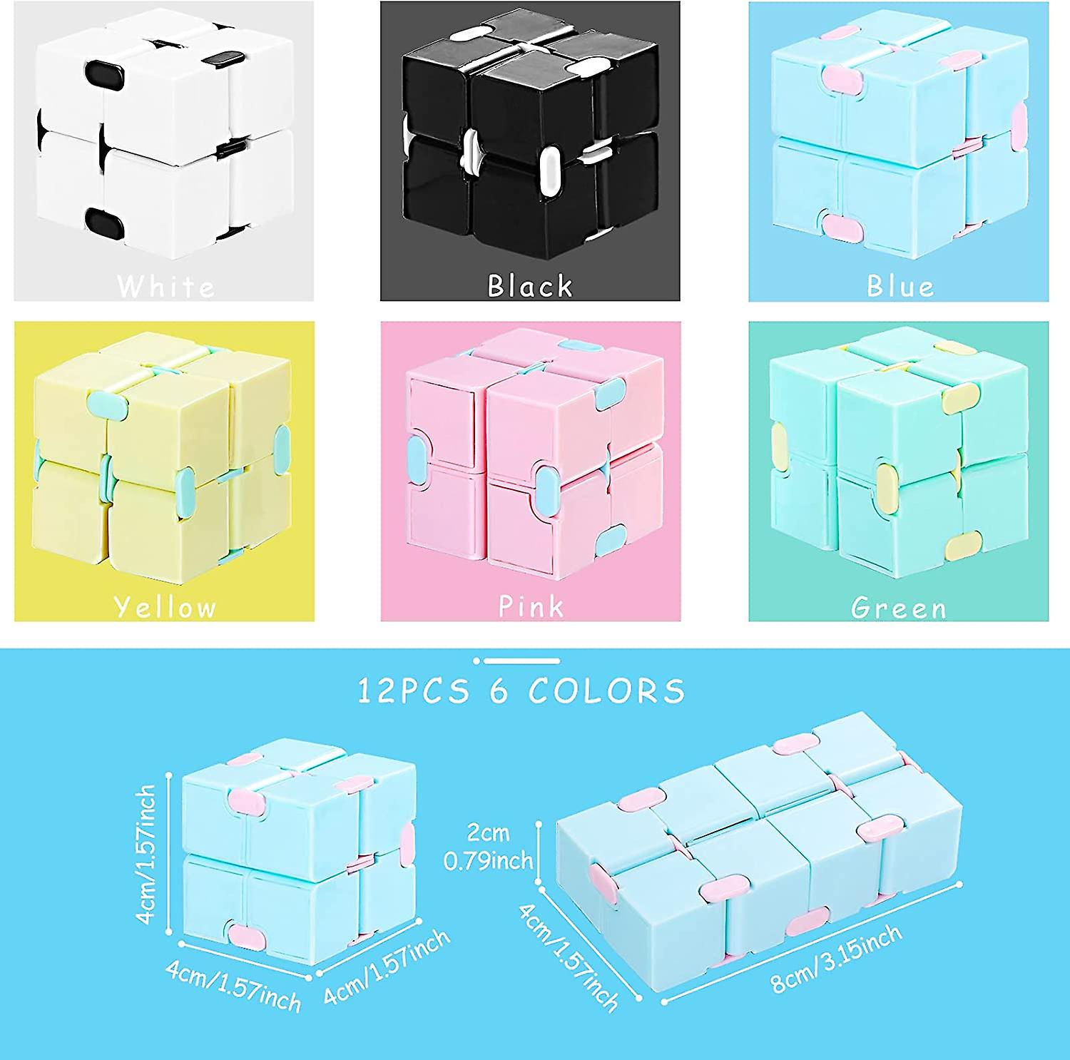 12 Pieces Infinity Cube Mini Fidget Blocks Mini Infinity Cube Desk Toy ...