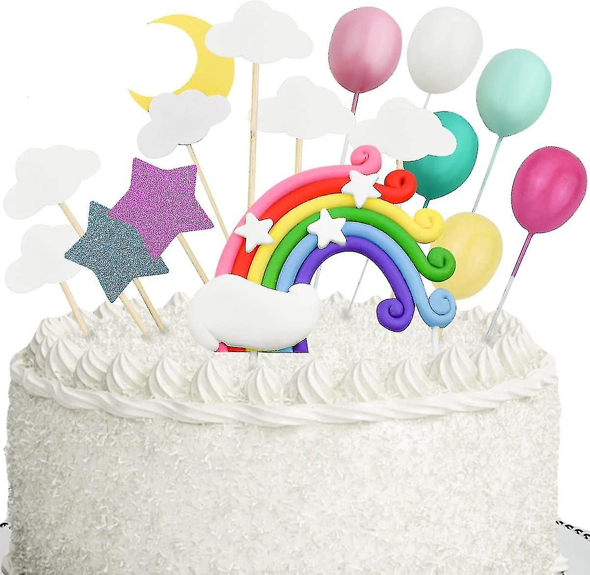 Rainbow Cloud Cake Topper Kit Colorful Pottery Rainbow Clouds Cake ...