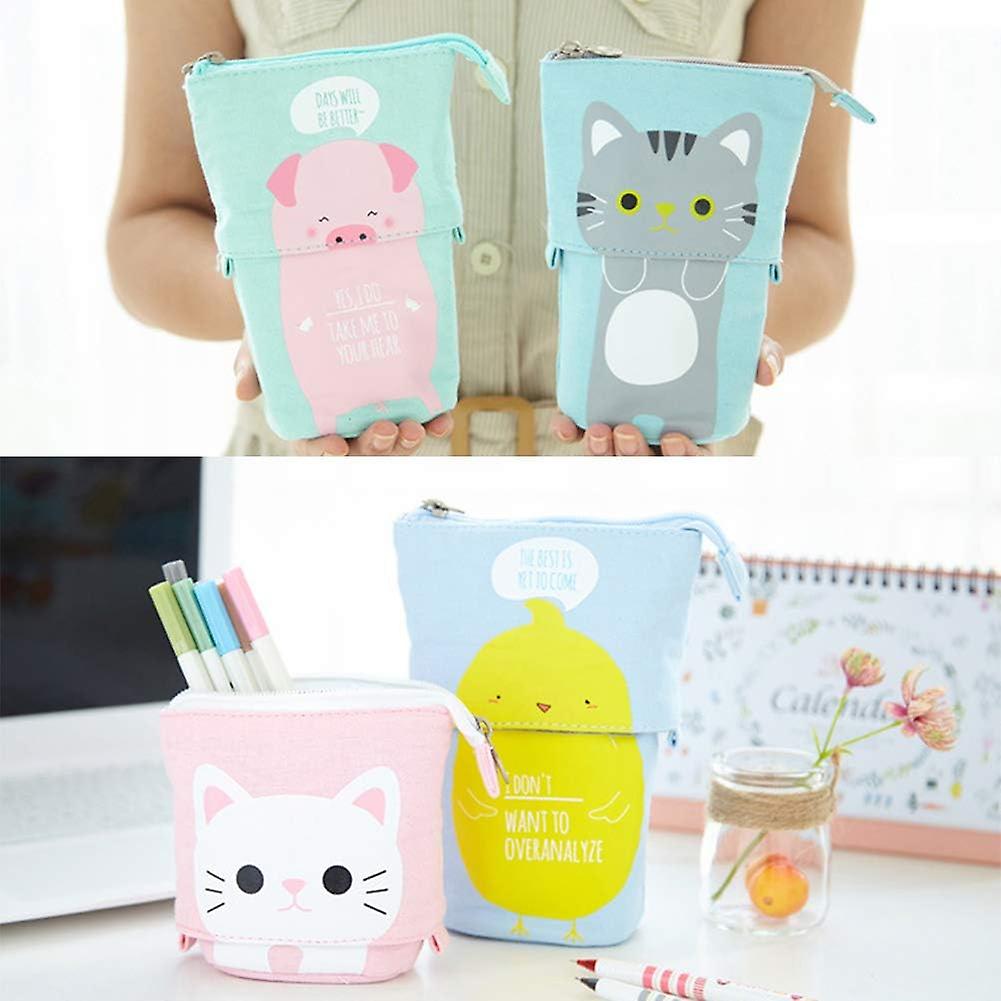 Cute Carton Stand up Pencil Holder,Canvas Pen Pencil Case Organizer ...