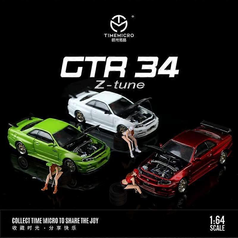 Time Micro 1:64 Nissan GTR R34 Red / Green / White Diecast Model Car ...