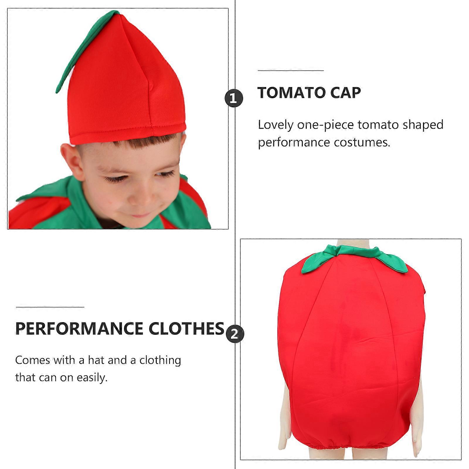1 Set Tomato Performance Costumes Clothes and Hat Fabric Outfit (130 ...