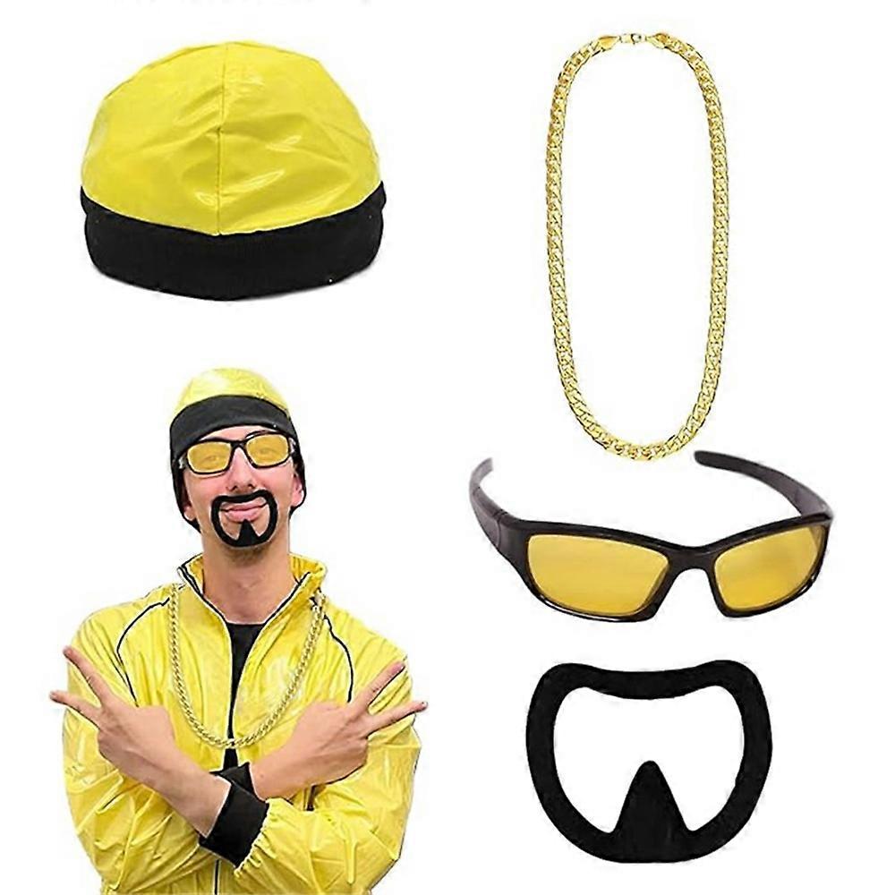 Mens 90'S Rapper Costume Accessories Glasses Beard Necklace Halloween ...