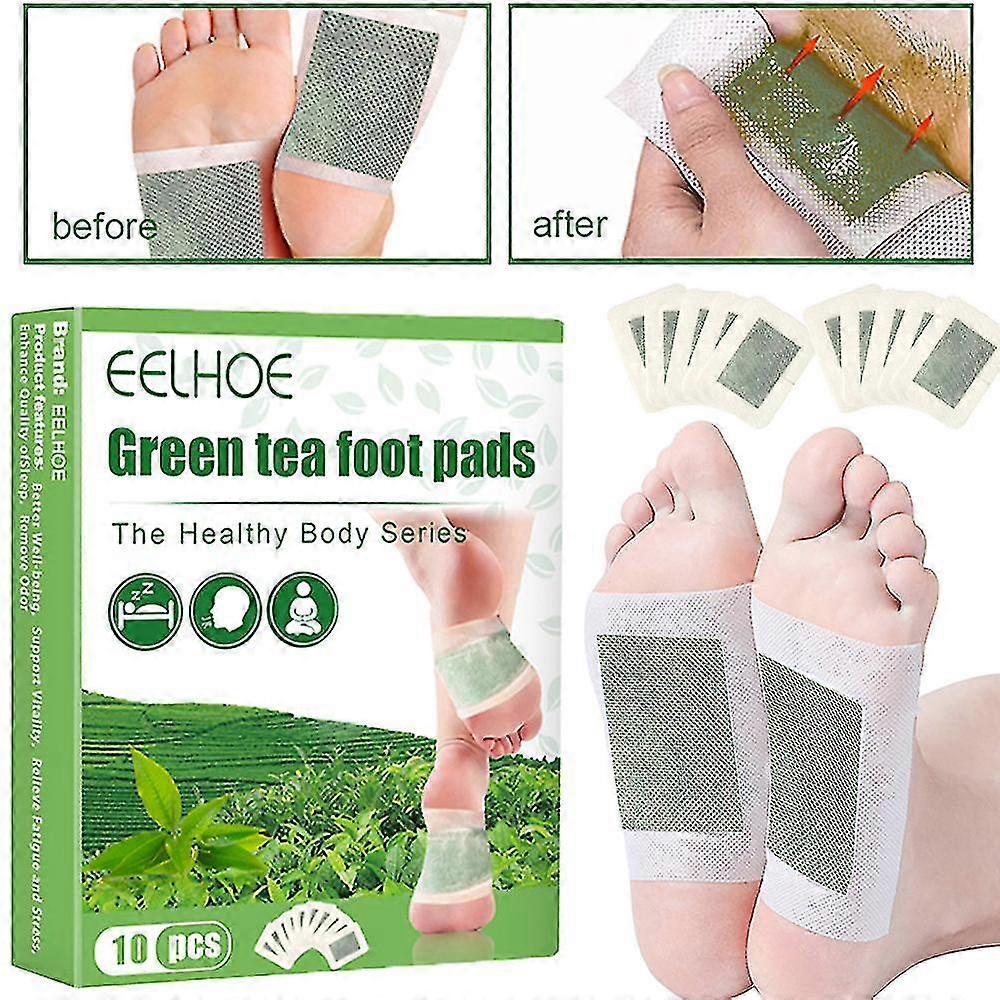 10pcs/box Natural Green Tea Foot Pads Patch To Improves Sleep Quality ...