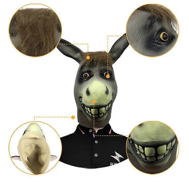 Cartoon Donkey Latex Mask Anaimal Full Headgear Halloween Mask | Fruugo UK