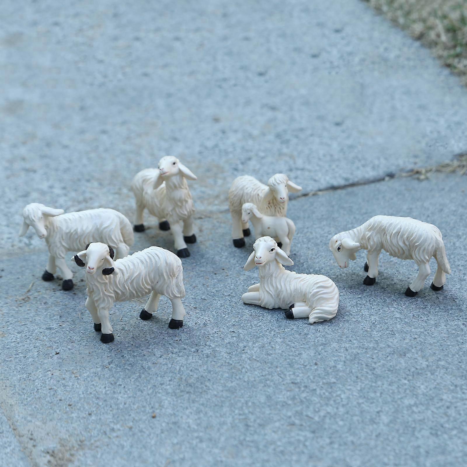 6Pieces/Set Dollhouse Miniature Sheep Figurine Lamb Garden Statue Farm ...