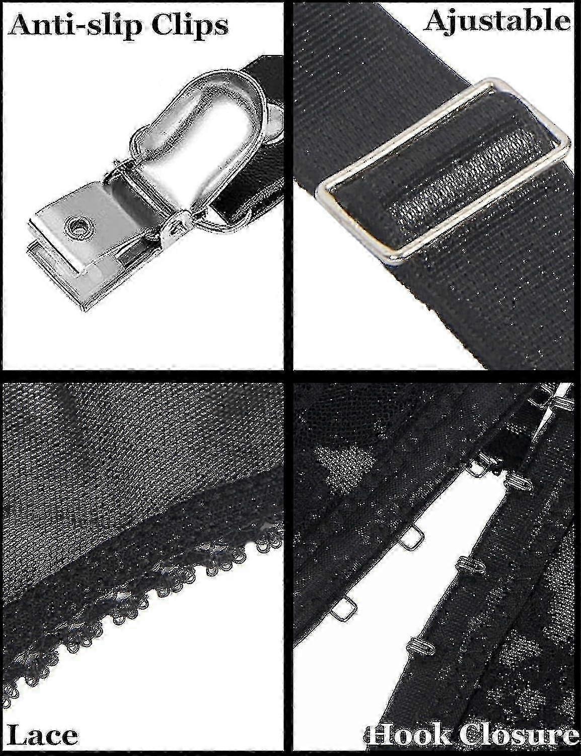 Women's Garter Belt Plus Size Lace Garter And 6 Metal Clips Adjustable ...
