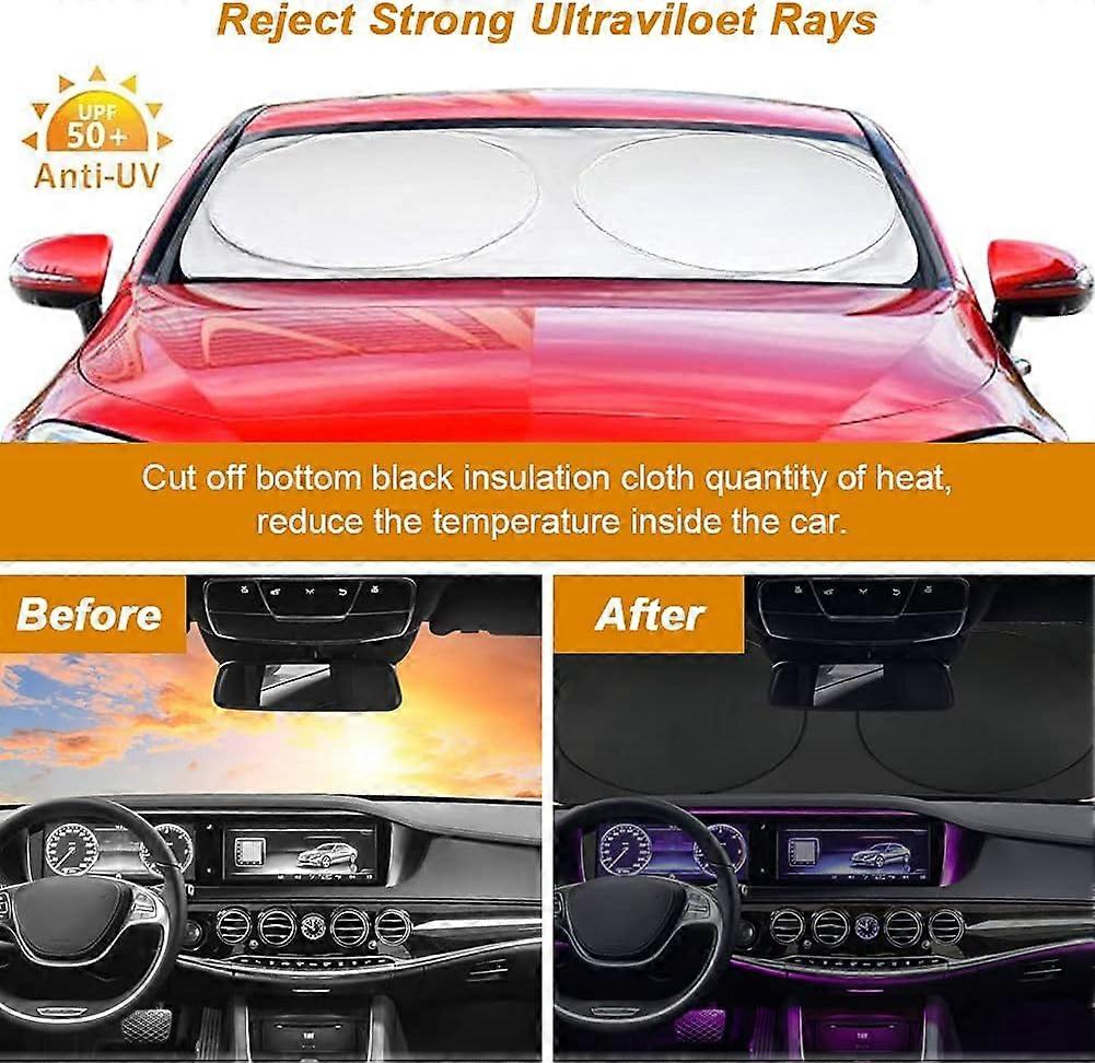 XHX Folding Anti-UV Sunshade for Front Windshield 150 x 70 cm, Universal Car Sun Shades ...