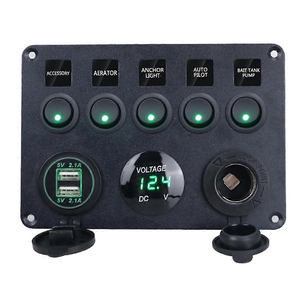 Waterproof Boats Rockers Switch Panel Panel with Digital Voltmeter 3.1A ...