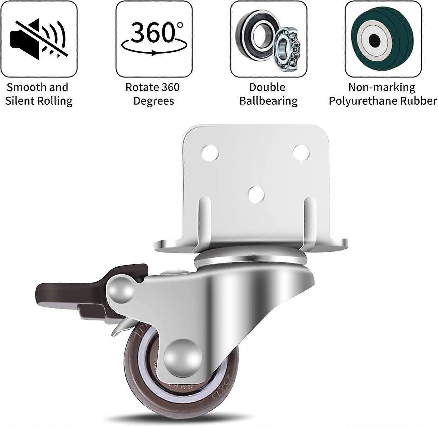 4 Pack Swivel castors, Furniture castors, Wheels with Brake, L-mounting ...