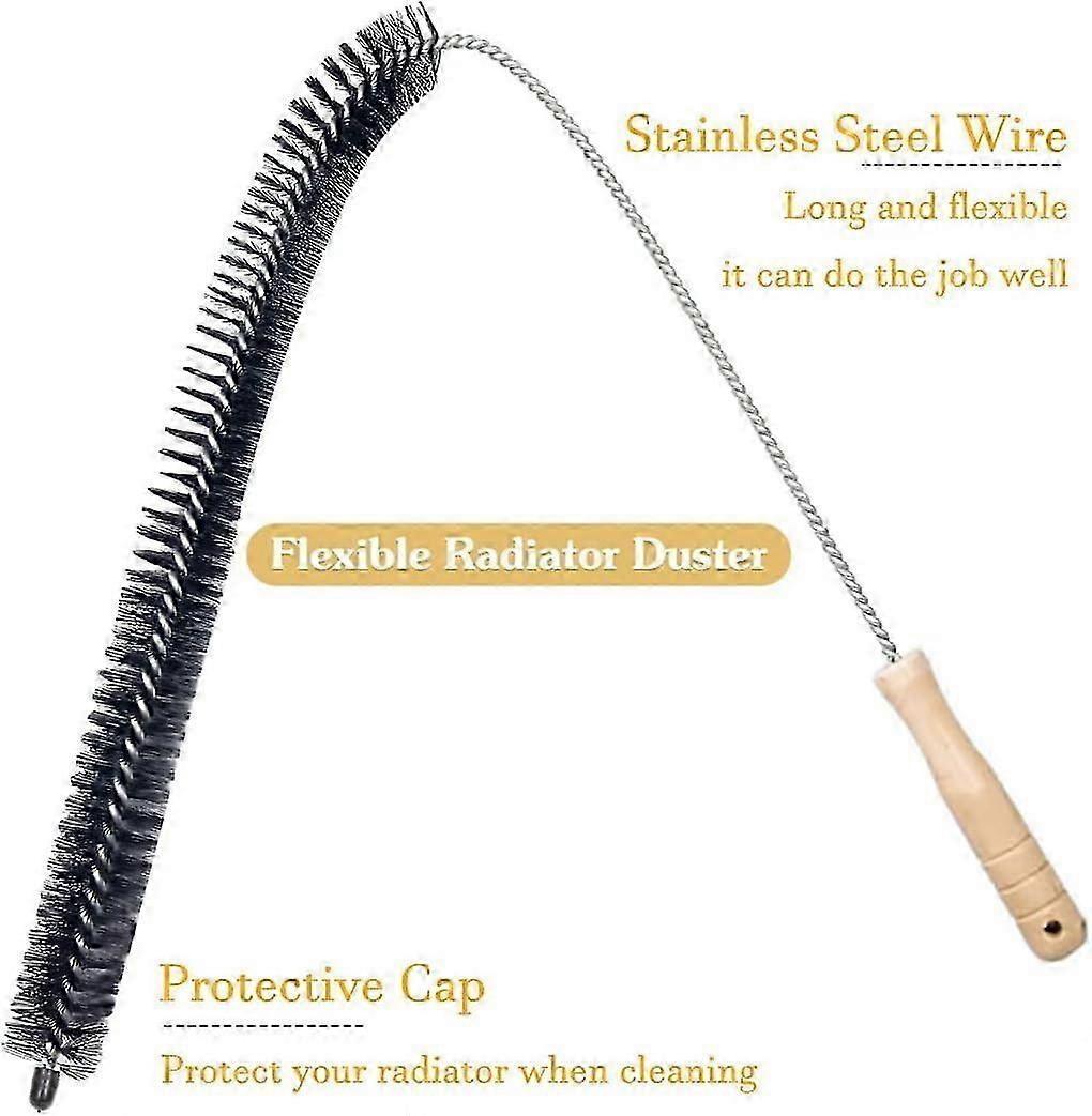 2pcs Radiator Cleaner Brush Flexible Radiator Duster with Wood Handle ...