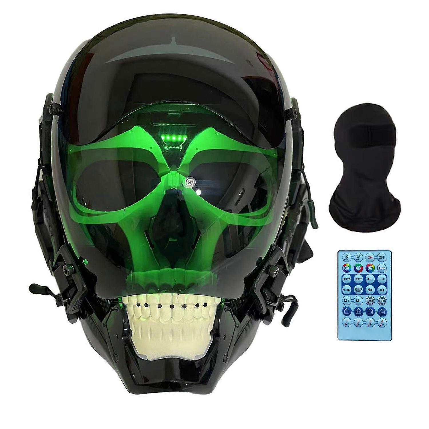 Cosplay Skull Luminous Helmet Glowing Cyberpunk Voice Remote Control 10 ...