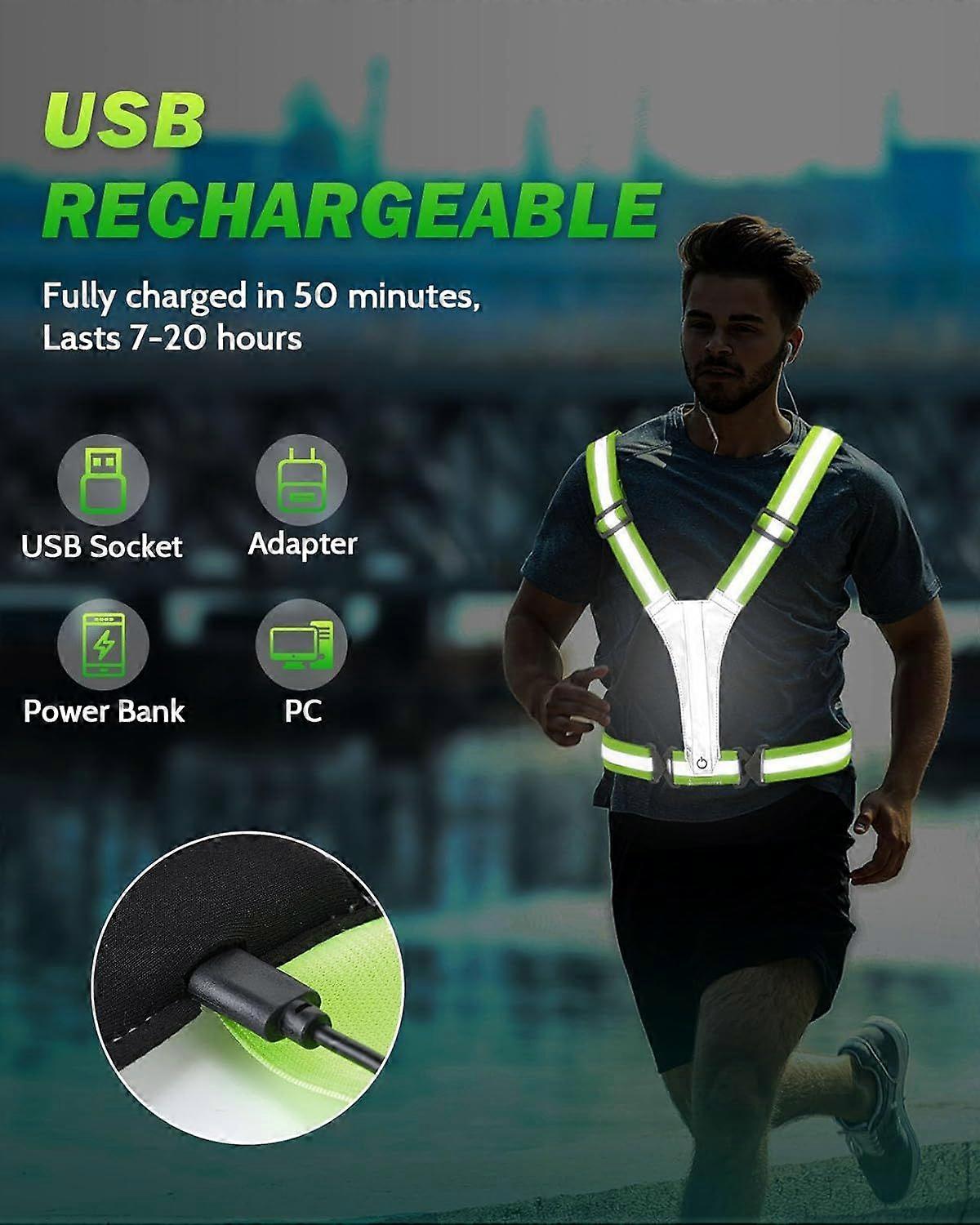 LED Reflective Running Vest, 5 Colors Light Up Running Vest ...