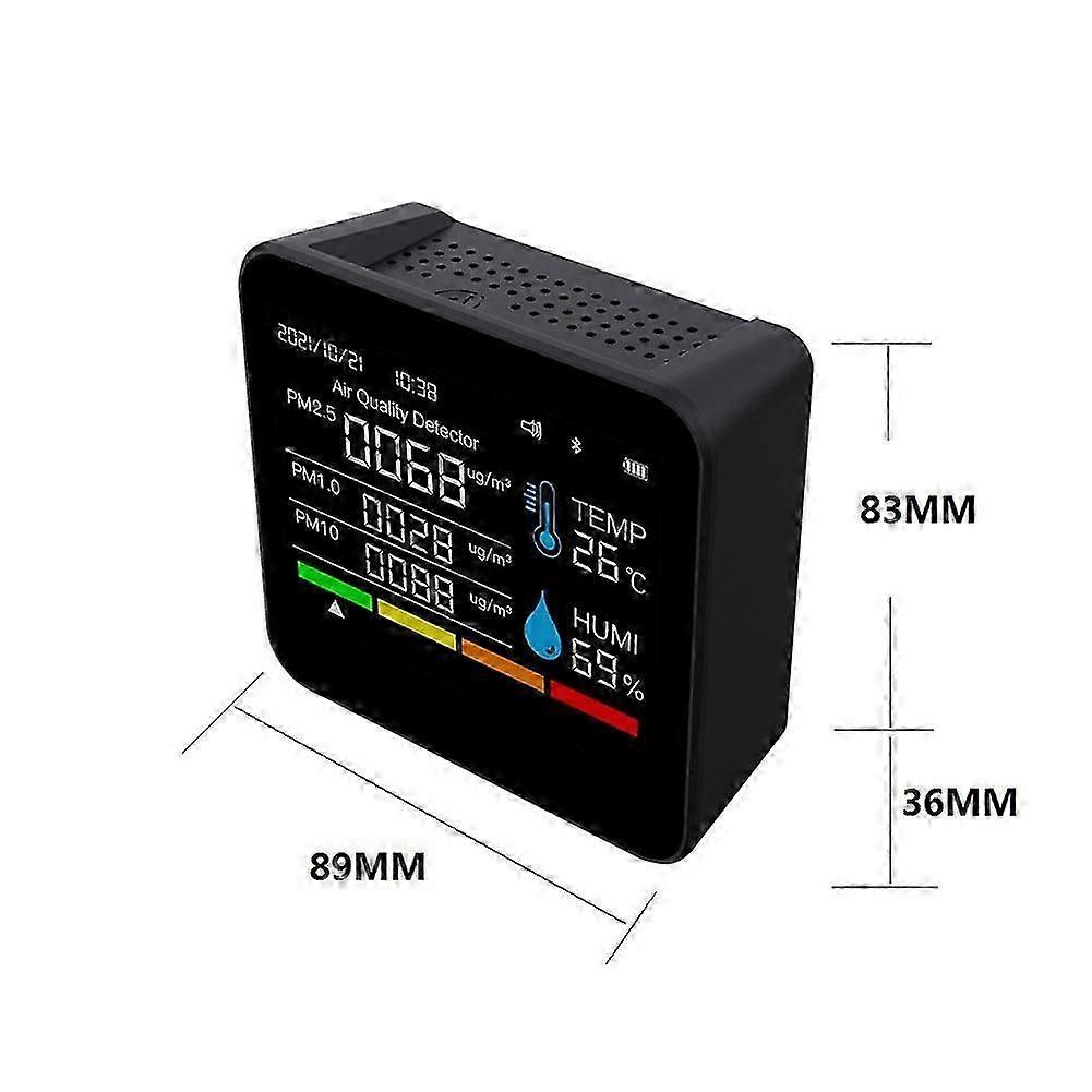 2026 NEW 9In1 BT Air Quality Monitor Time/Date CO2 TVOC HCHO PM2.5 PM1 ...