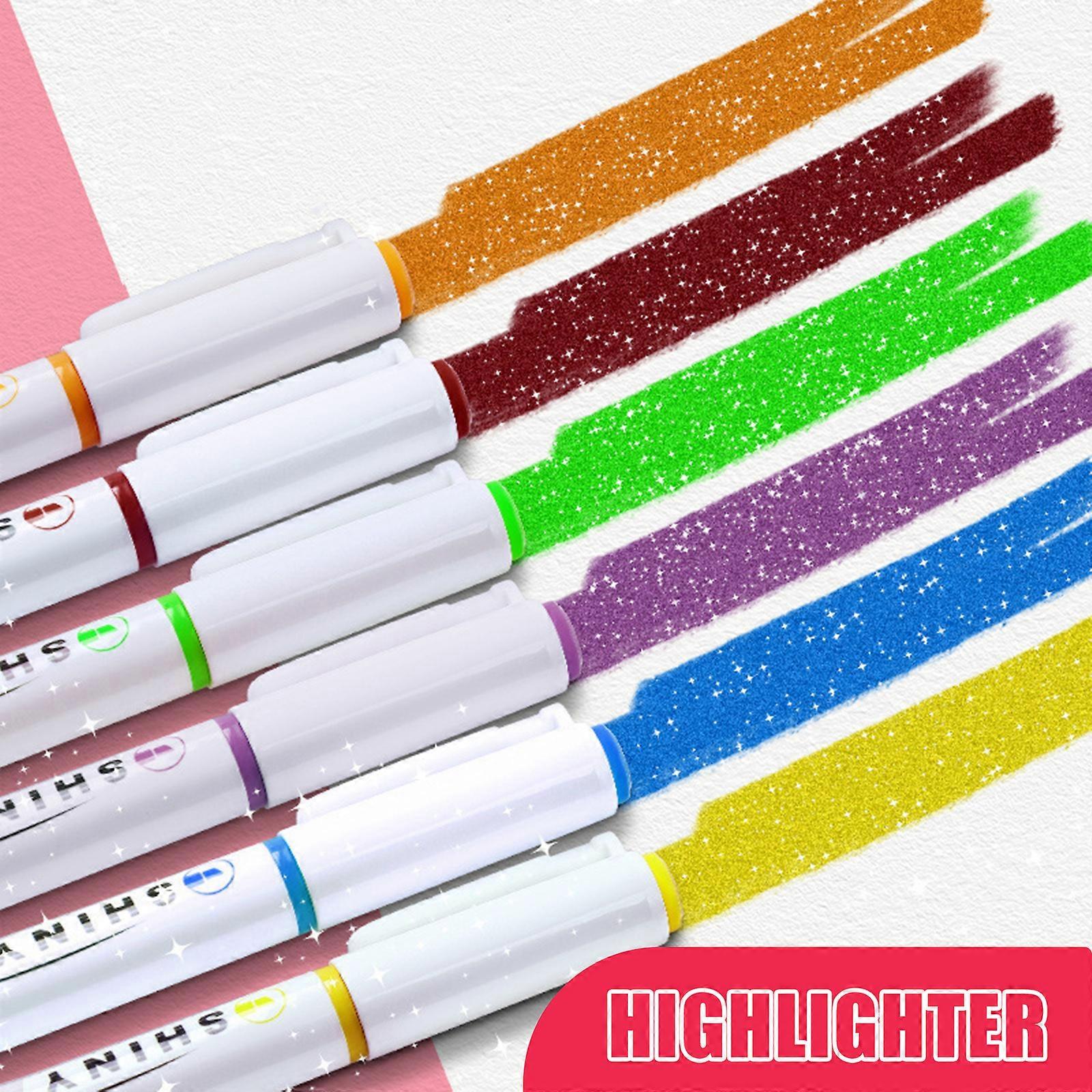 4Pcs Glittered Highlighter Pen Chisel Tip Marker Pen 4MM Line Wide ...