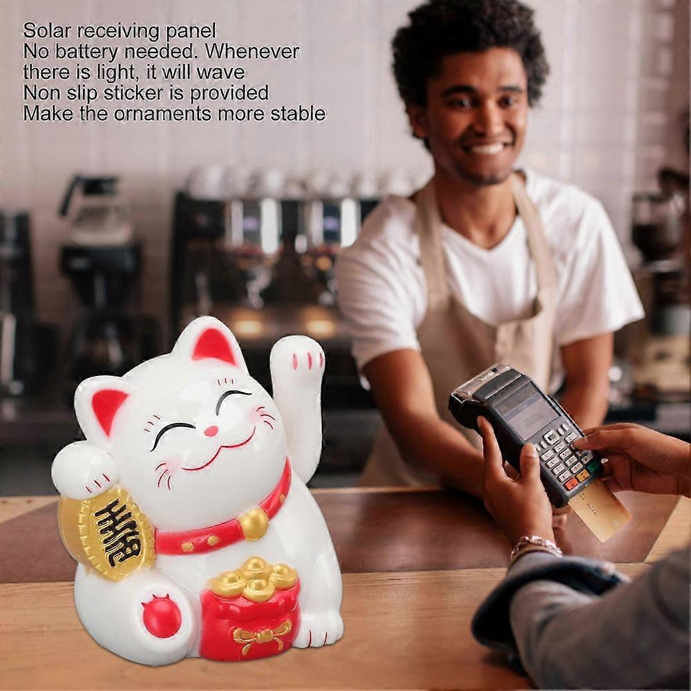 Chinese Lucky Cat Fortune Cat Decoration Waving Arm Solar Light ...