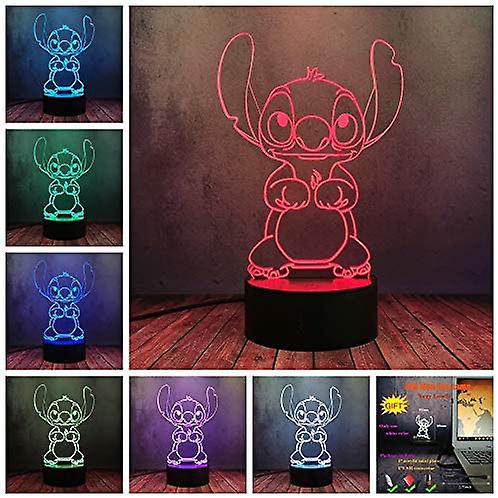 Lilo and Stitch USB Cable Table Lamp Stitch 16 Color Shine Night Light ...
