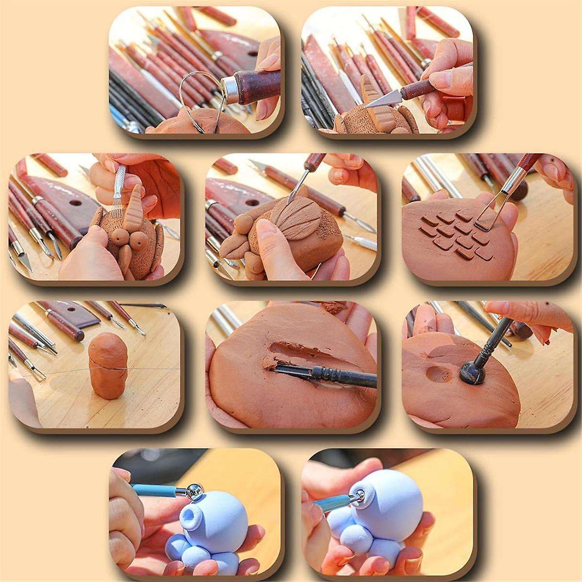 Clay Sculpting Tools, Basic Clay Pottery Carving Tool Kit with Wooden ...