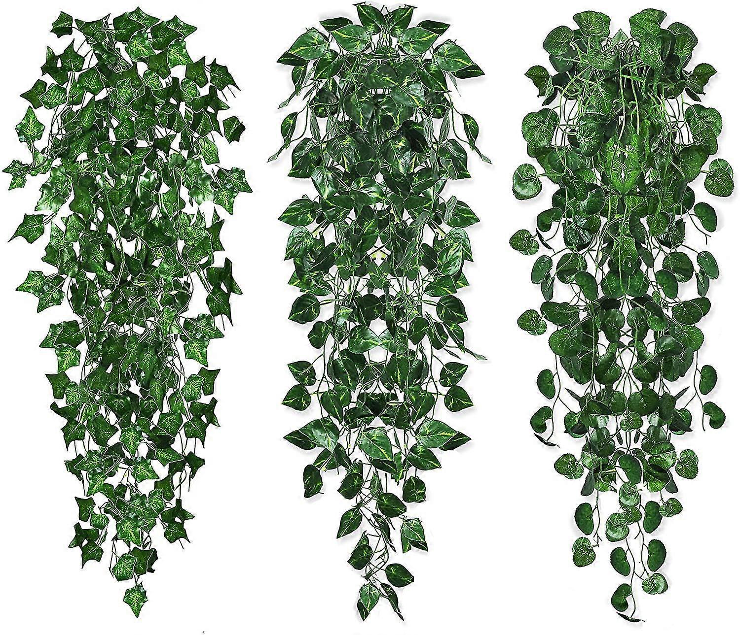 3 stk kunstig fallende plante kunstig plante innendørs fallende falsk ...