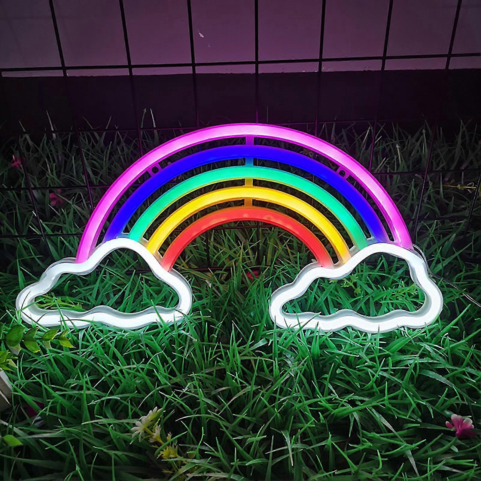 Rainbow Neon Sign LED Light USB/Battery Operated Non-Glaring Cloud ...