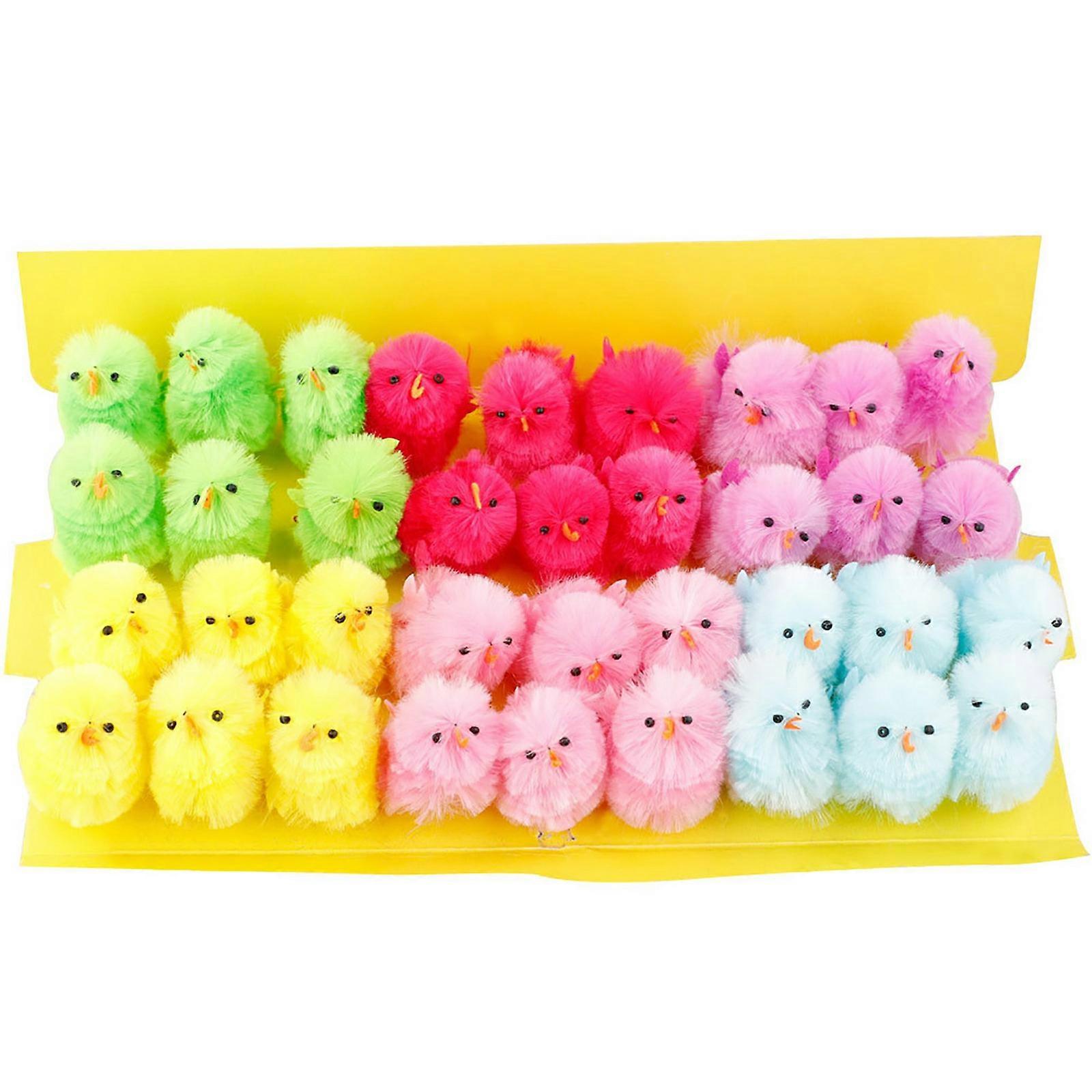 Mini Easter Chicks, 36-Piece Colorful Easter Chenille Chicks Set ...