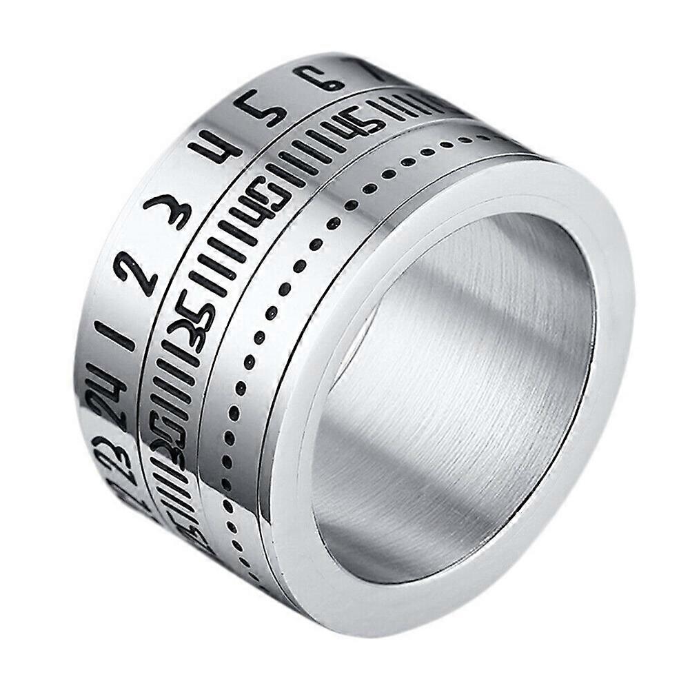 Rotating Ring Titanium Steel Arabic Numerals Calendar Clock Ring Men ...