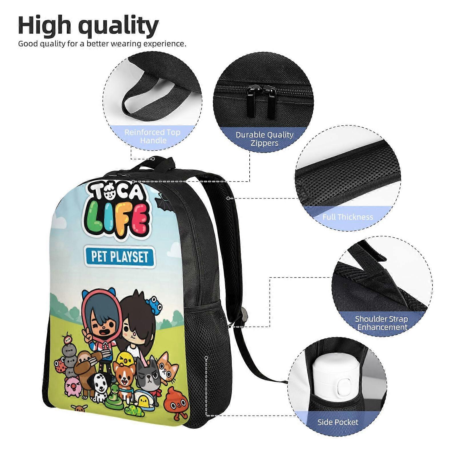 Kids Toca Life World Backpacks School Bag Bookbag Casual Daypack ...