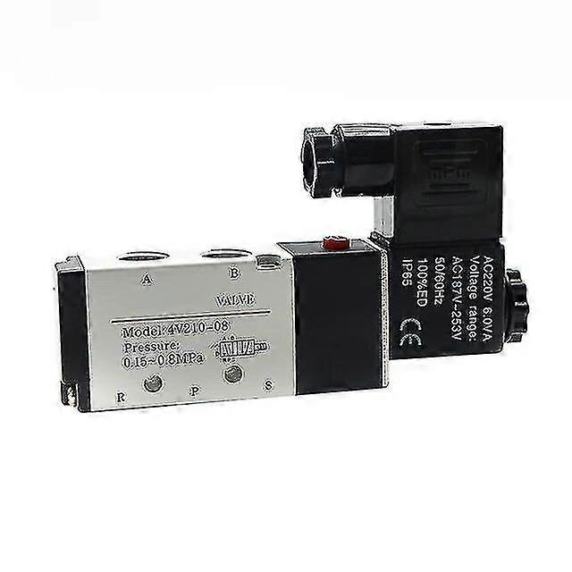 Pneumatic Electric Solenoid Valve 4V210-08 5 Way 2 Position Control Air Gas Magnetic Valve 12V ...