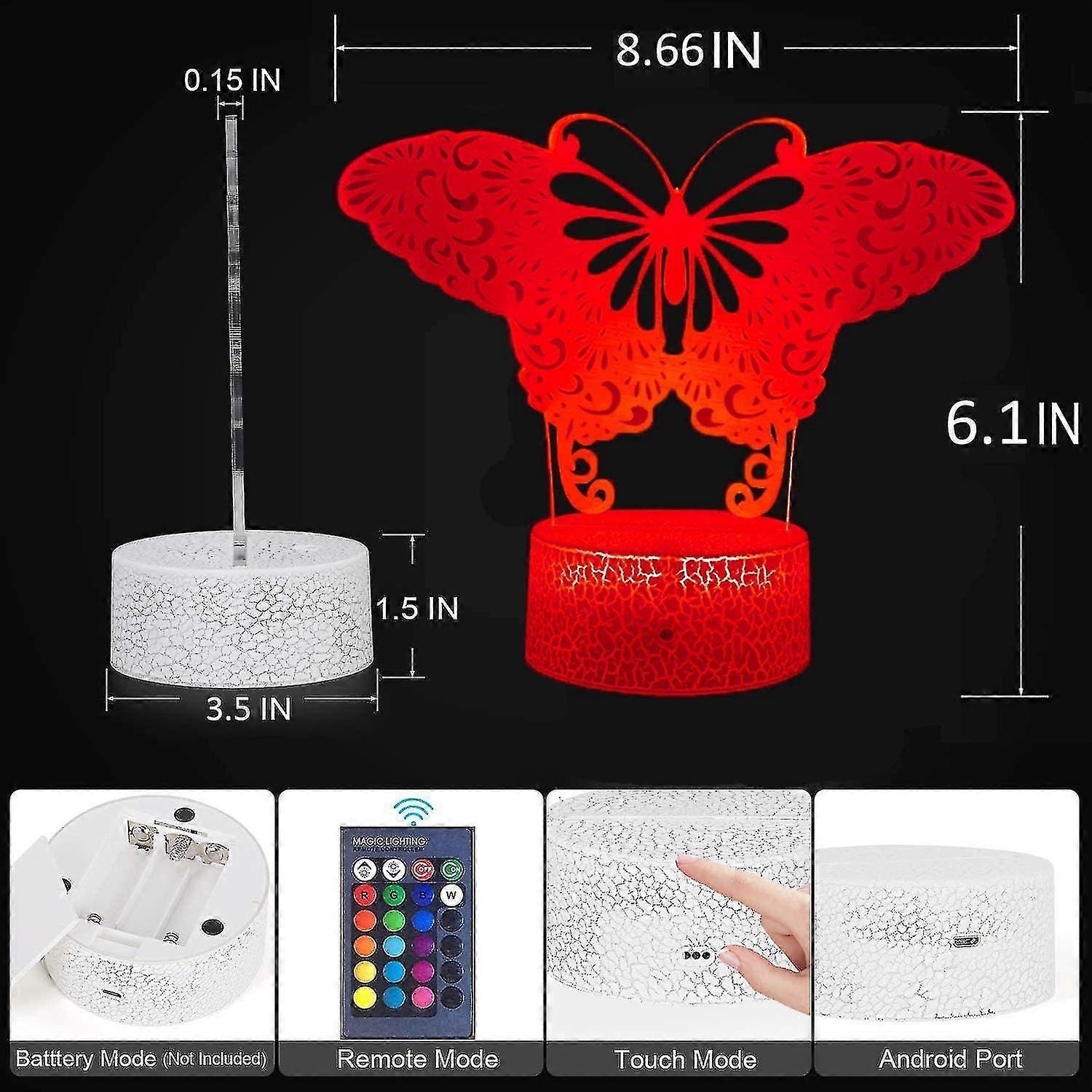 Butterfly Night Lights For Kids, 3d Butterfly Night Lights With Remote ...