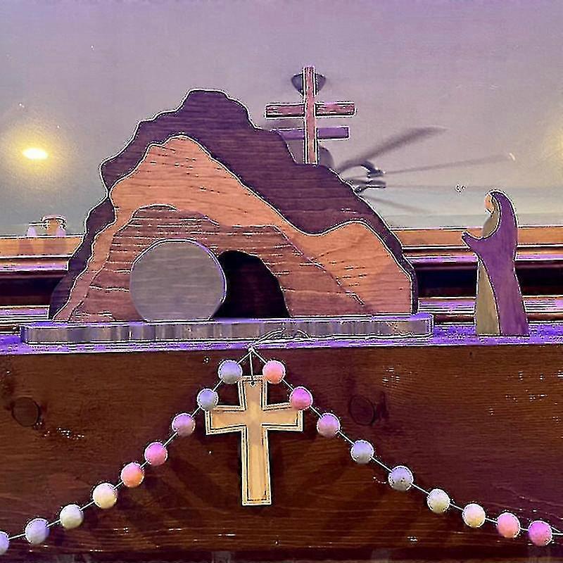Easter Resurrection Scene Wooden Decoration Easter Decor Wooden Cross ...