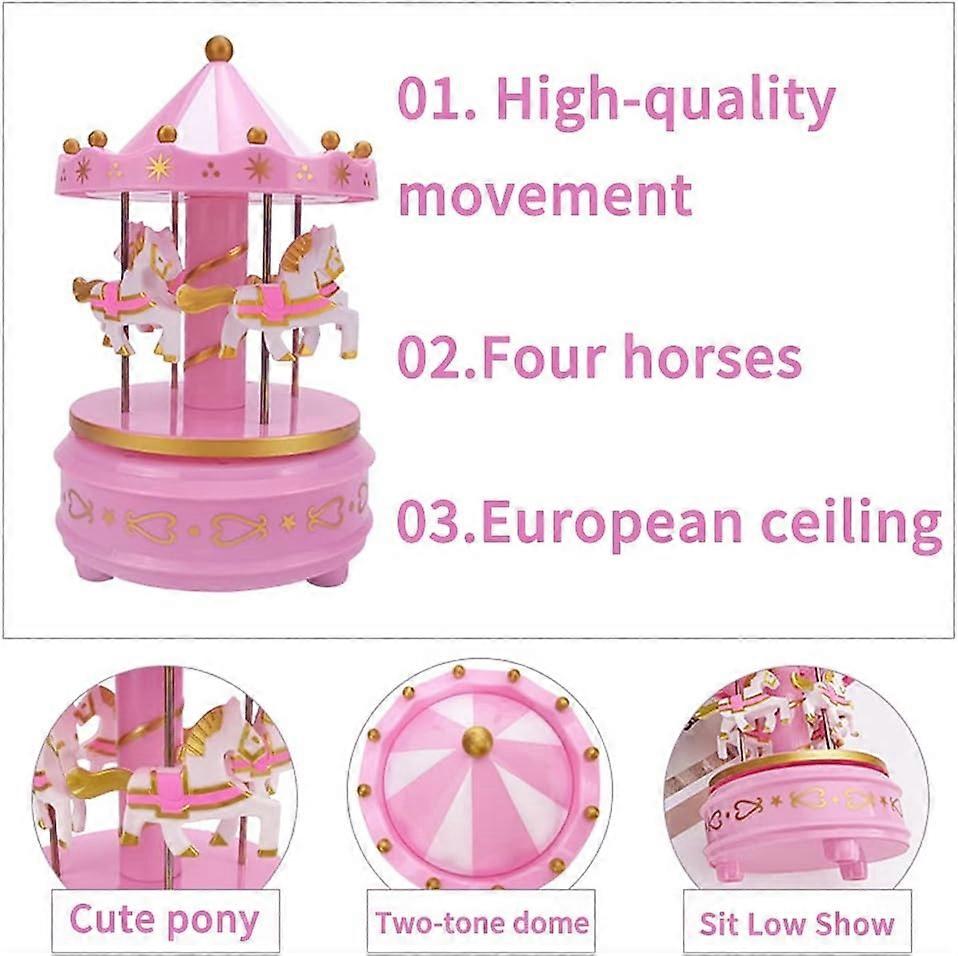 Carousel Music Box, 4-Horse Rotating Carousel Merry-go-Round Music Box Carousel Horse Music Box ...
