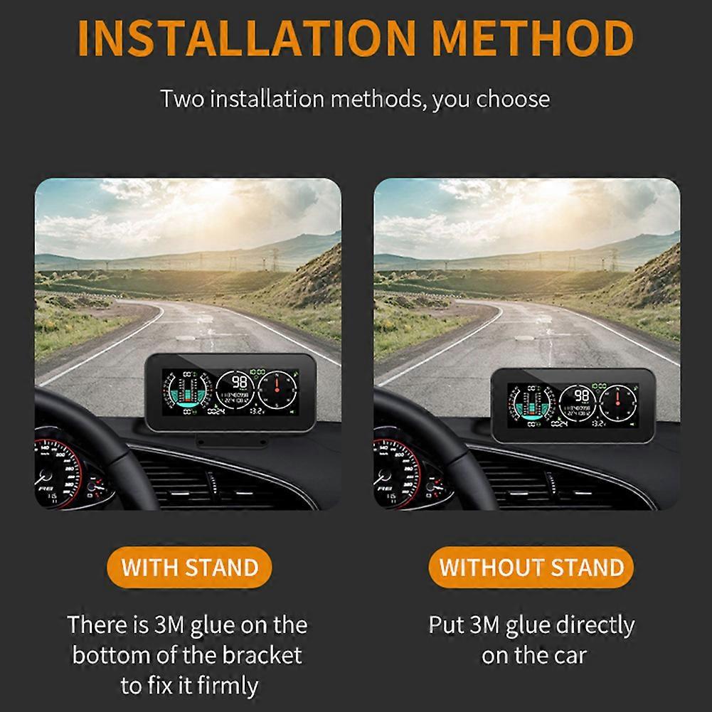 GPS OBD2 HUD Slope Meter Inclinometer Car Compass Speedometer PMH KMH ...