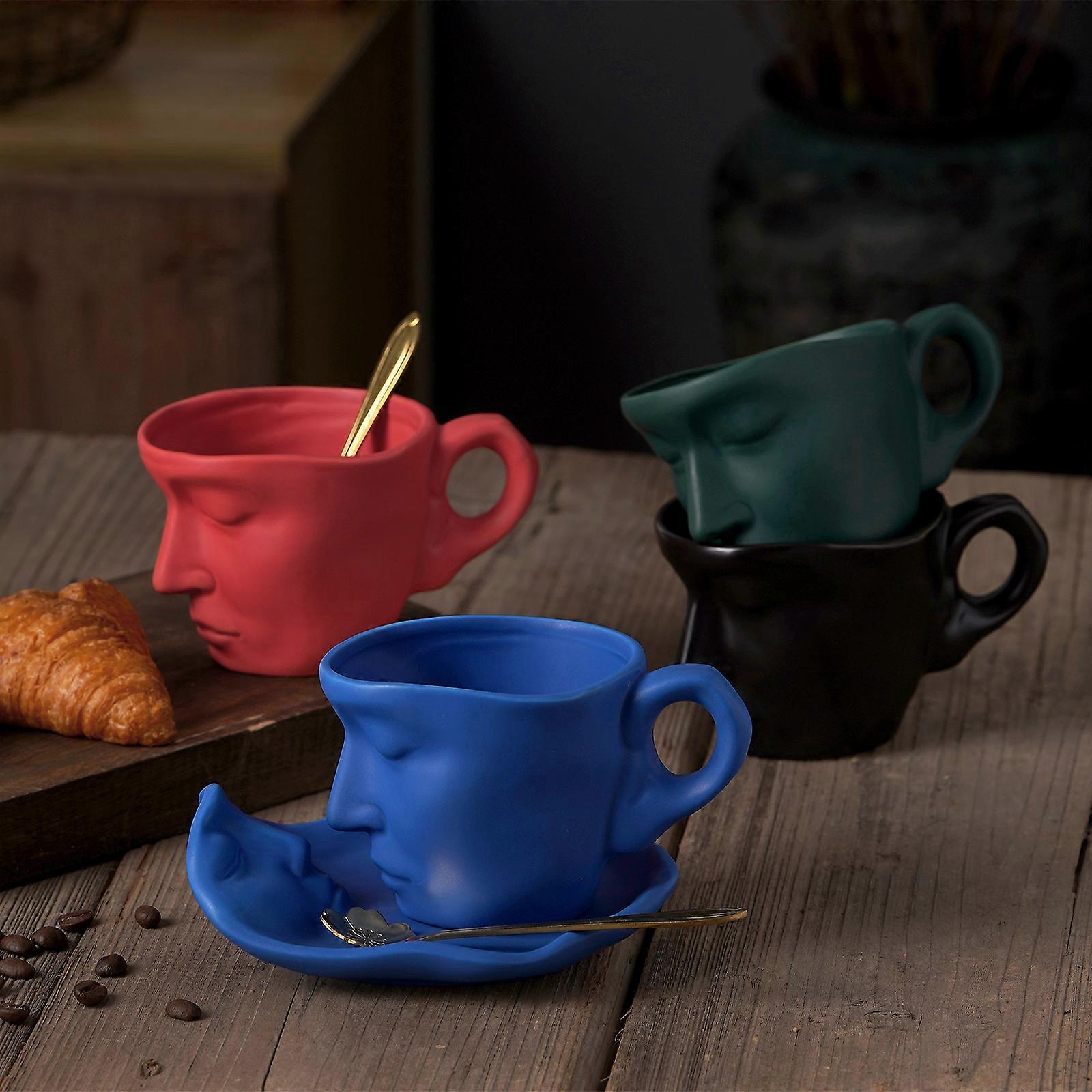 New 260ml Creative Tea Cup And Saucer Kit For Ceramic Couple Face ...