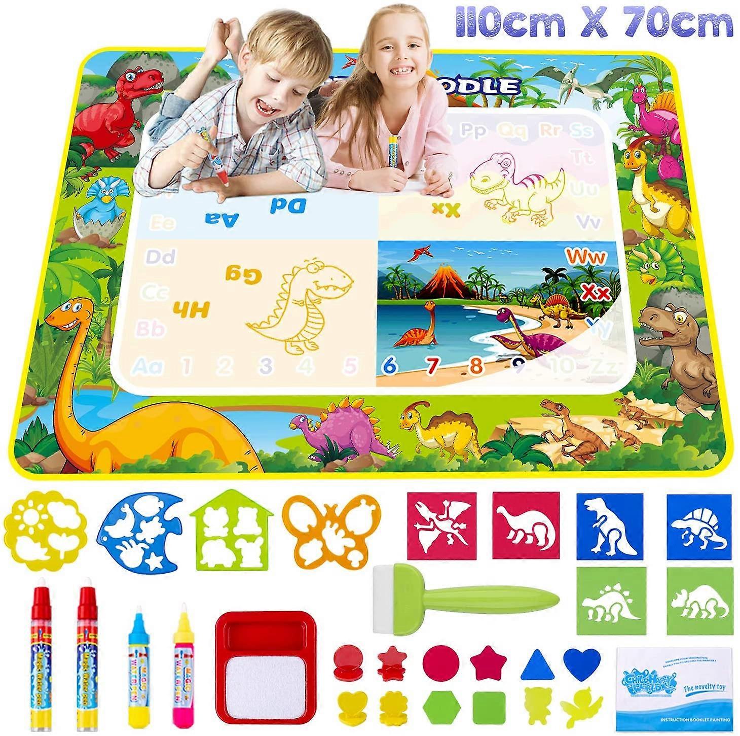 Water Drawing Mat, Dinosaur Water Magic Doodle Mat 110X70cm Mess Free ...