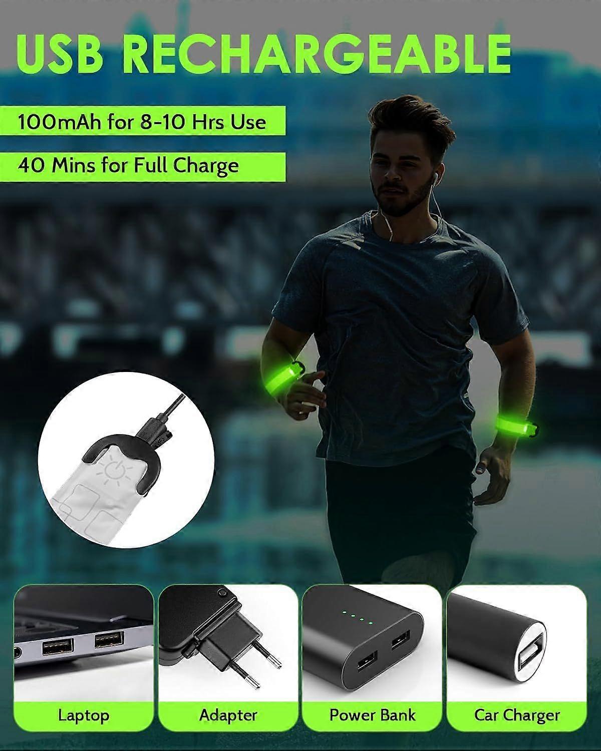 Rechargeable LED Armband 2-Pack, High Visibility Reflective Running ...