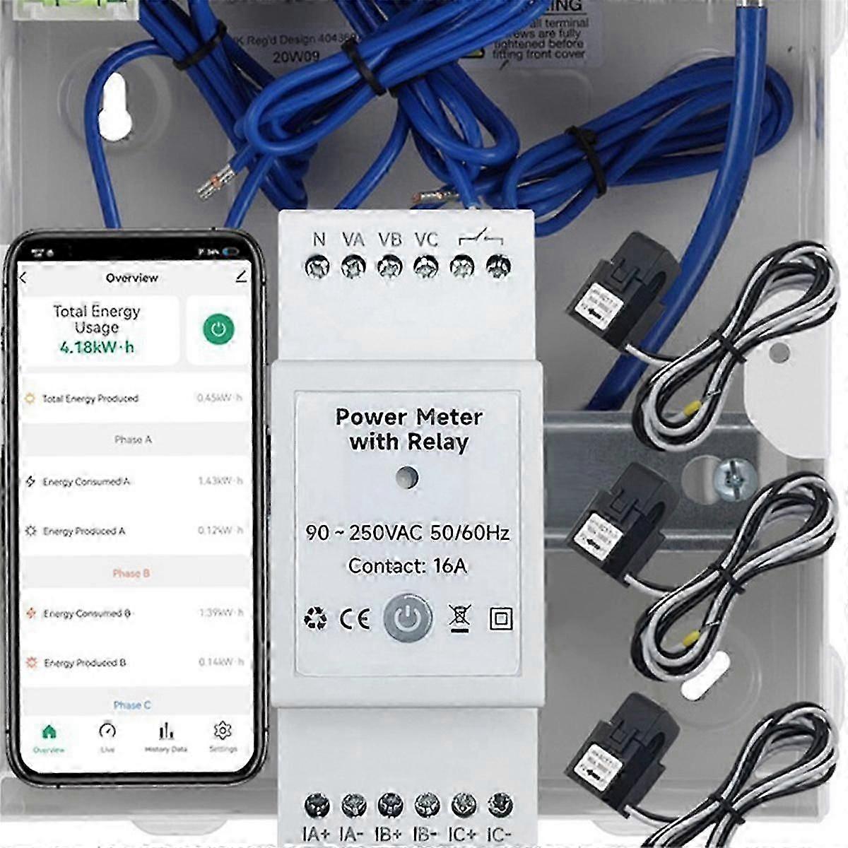 Tuya Smart Life WiFi Energy Meter Bidirectional 3 Phase with Dry ...