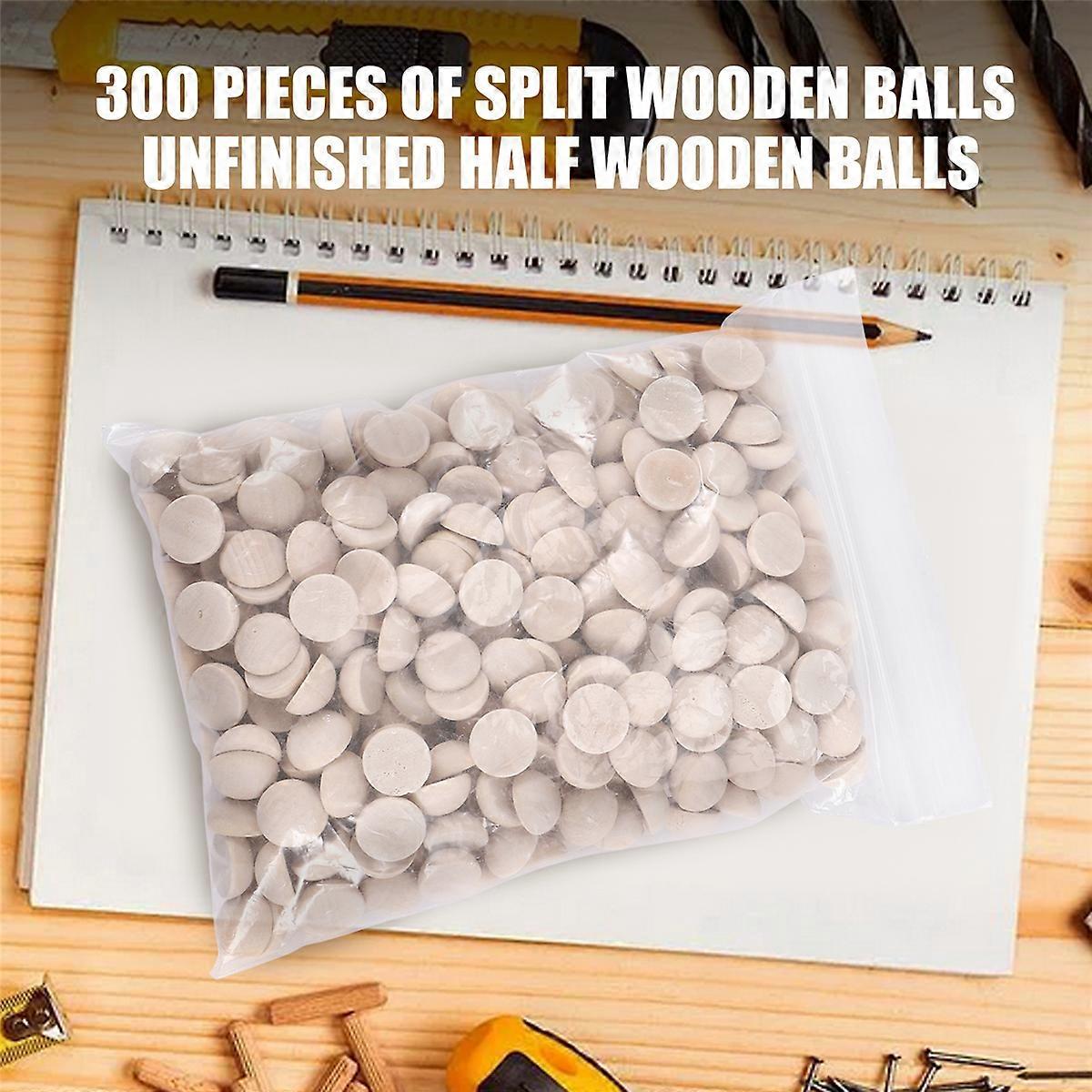 300Pcs Split Wood Balls Unfinished Half Wooden Balls Half Round Craft ...