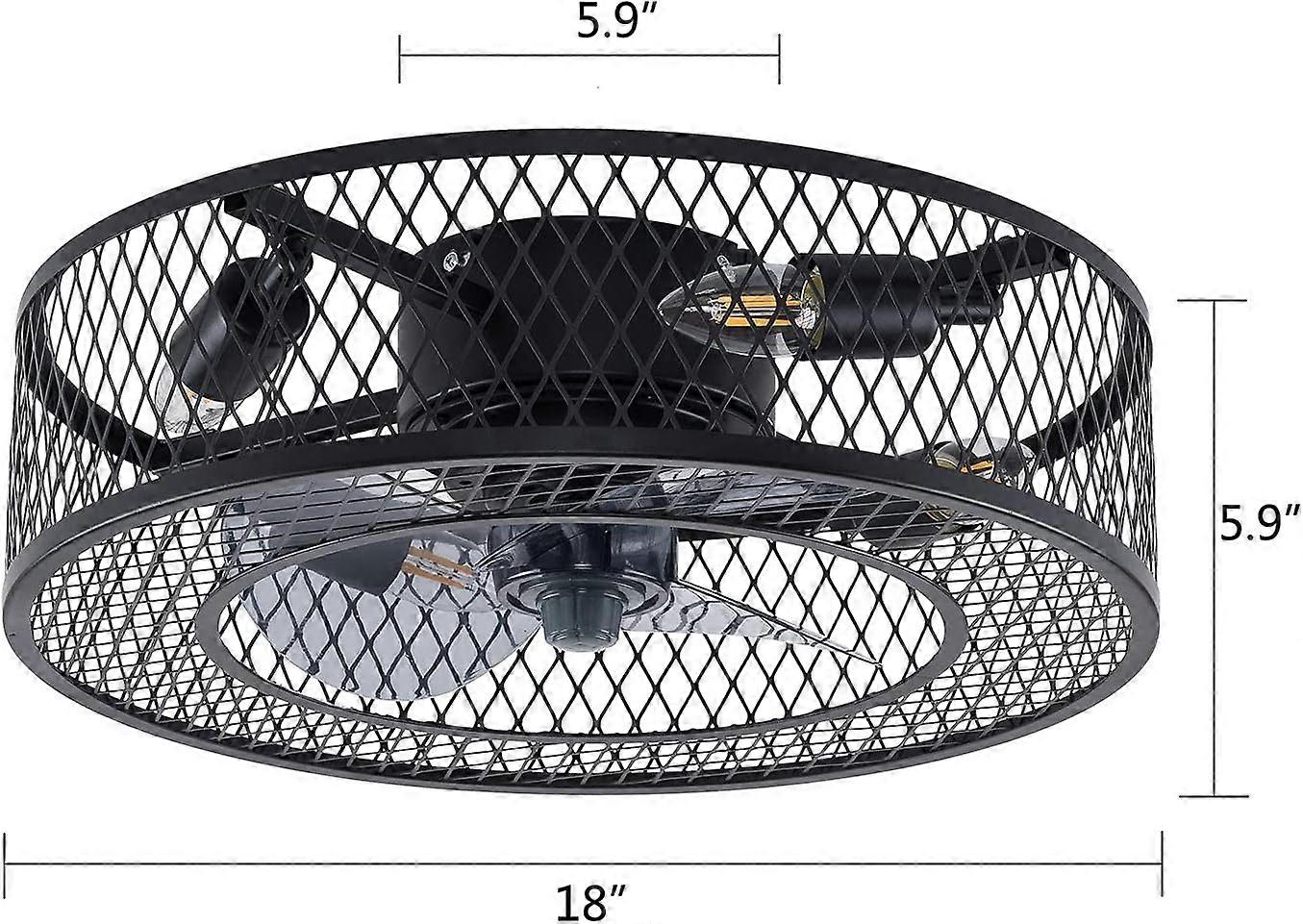 Caged Ceiling Fan Light Kit 18 Inch, 3 Speed Remote Controlled ...