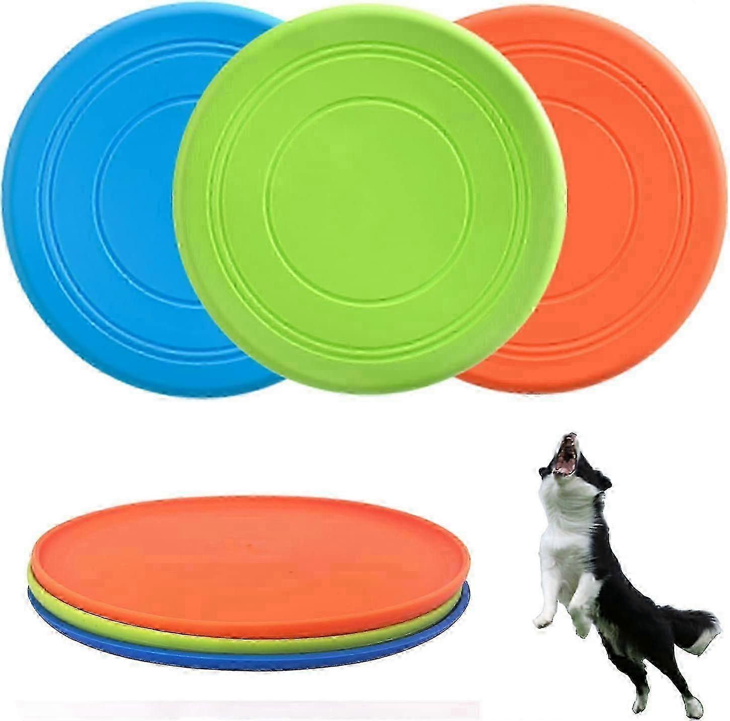 Dog Flying Disc, 3 Pack Dog Flyer Dog Toy, Dog Soft Rubber Interactive ...
