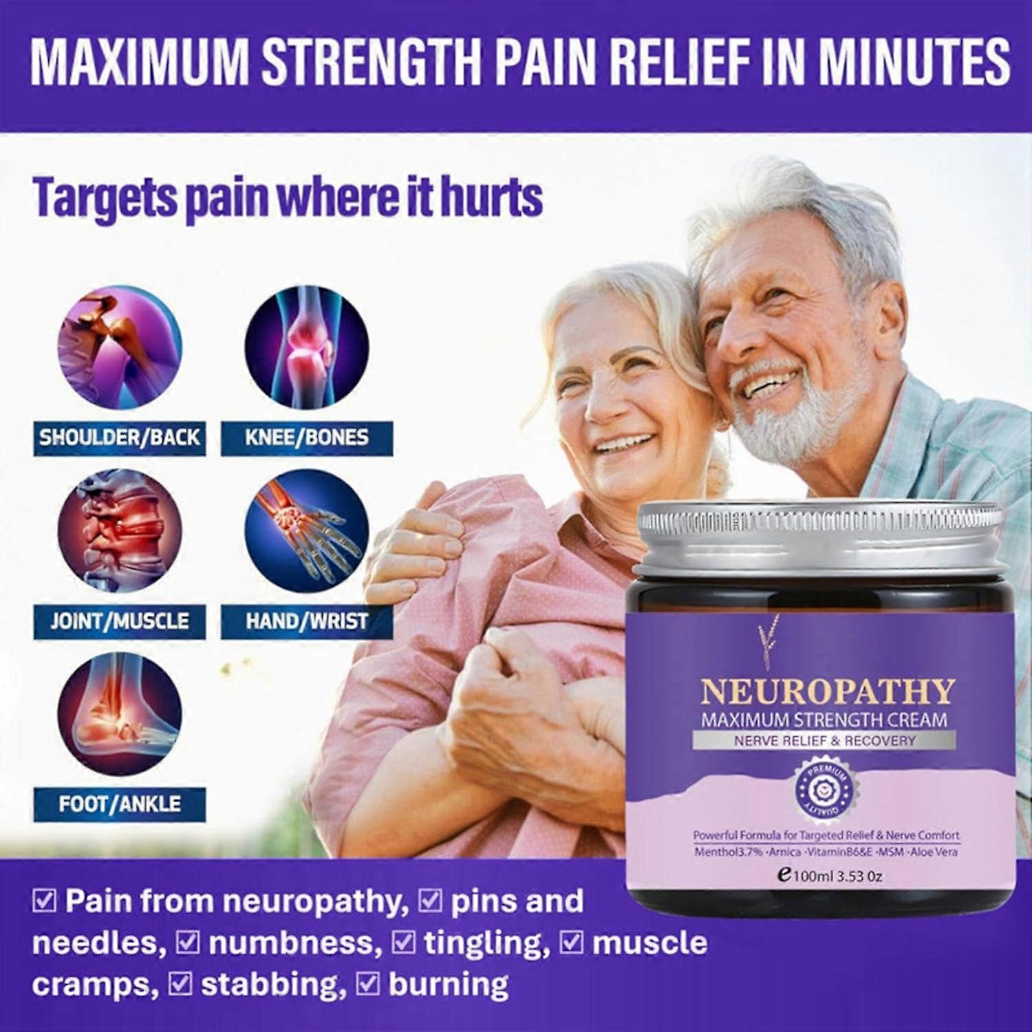 Neuropathy Maximum Strength Cream, Pain Relief, Natural Ingredients for ...