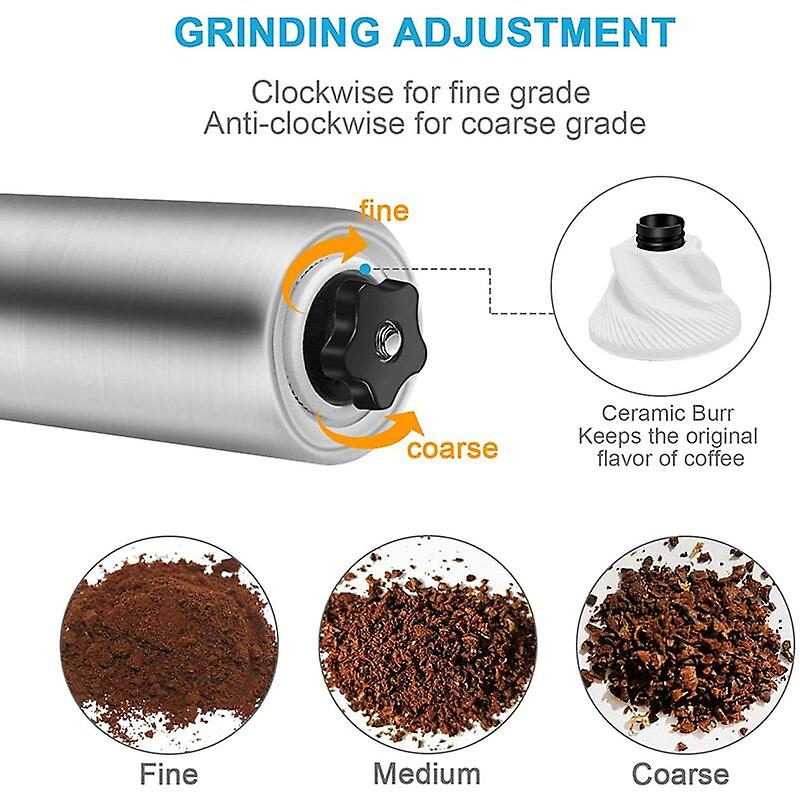 Manual Coffee Grinder Portable Hand Coffee Grinder With Ceramic Adjustable Knob Stainless Steel ...