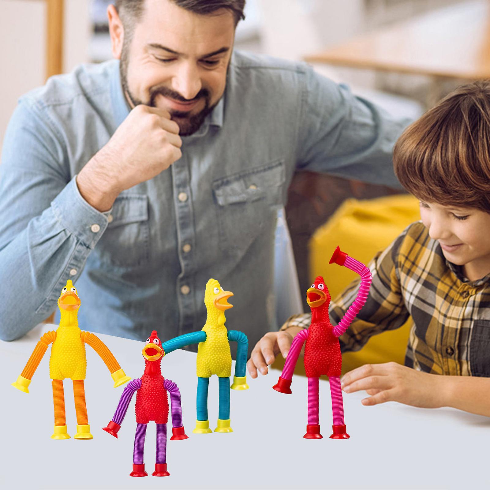 Telescopic Tube Chick Toy with Suction Cup Hands Feet LED Press to ...