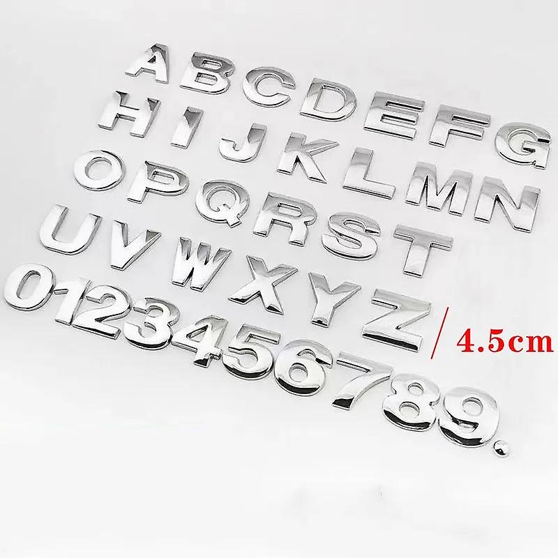 3d Metal 45mm 25mm Diy Letters Alphabet Emblem Decals Numbers Chrome ...