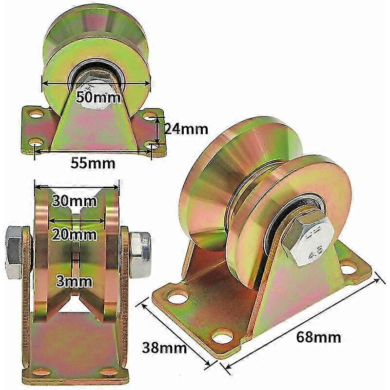 2 Pcs V groove wheel, wheels for sliding gate 50mm, steel wheels with V ...