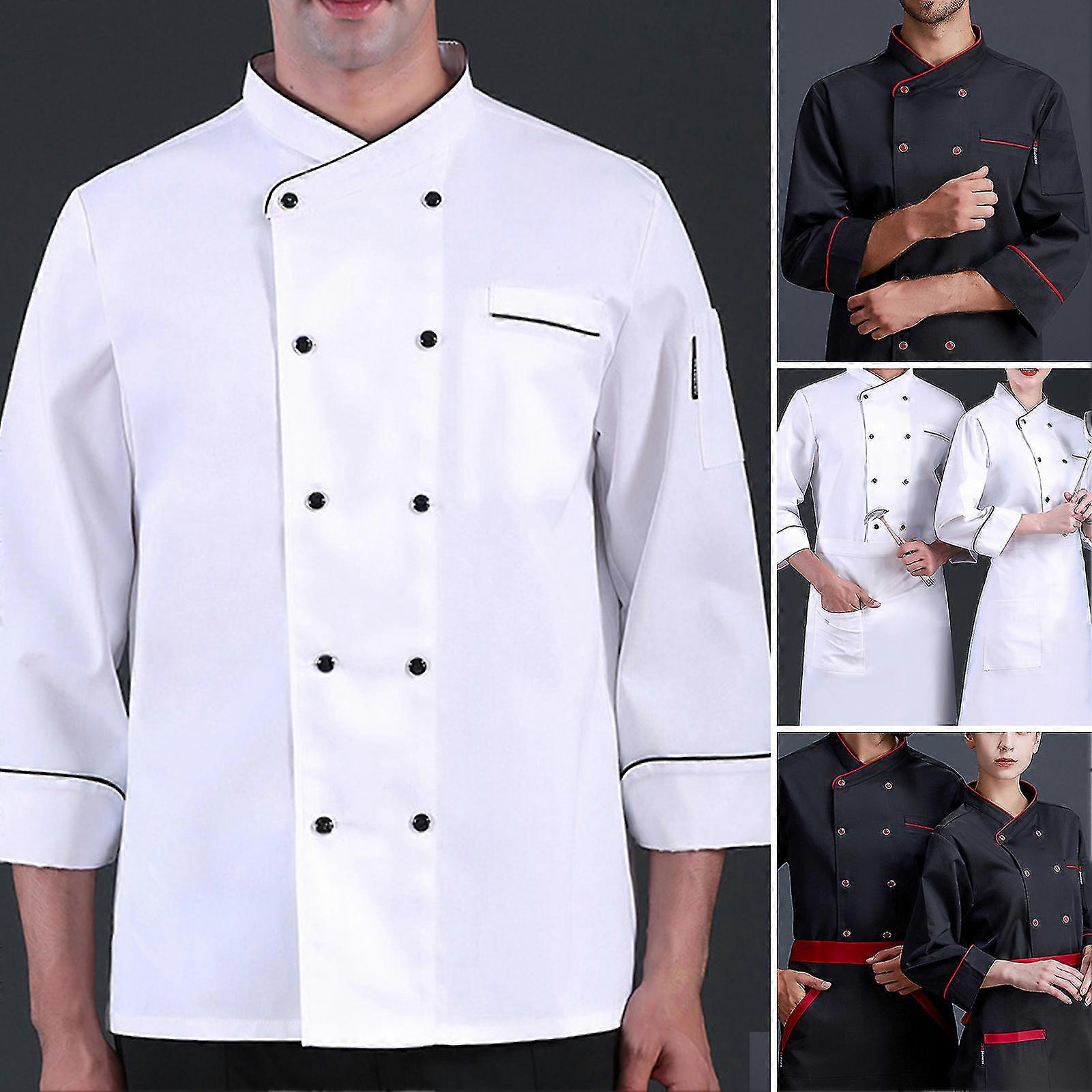 Chef Jacket Double Breasted Solid Color Exquisite Buttons Kitchen Wear ...