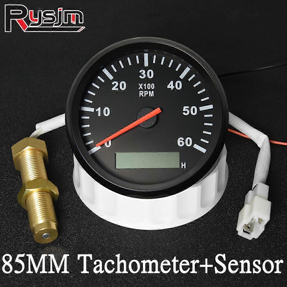 Universal 3-8K RPM Tacho Tachometer Gauge REV Counter With Hour Meter ...
