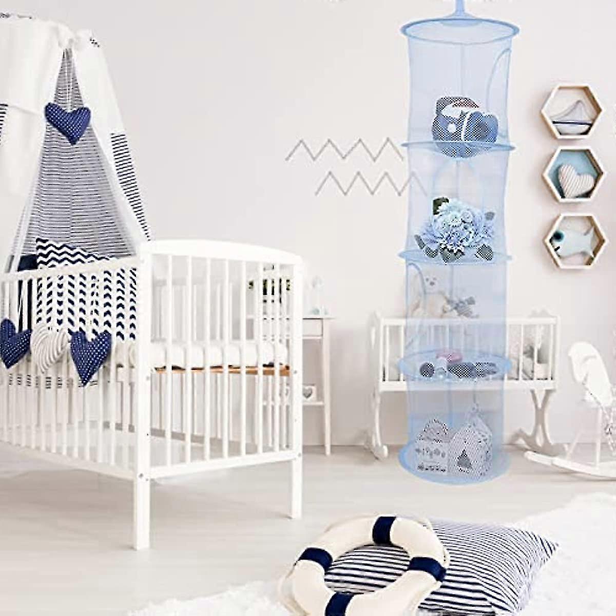 Hanging Mesh Storage Net Hanging Soft Toy Storage 4 Tier Foldable ...